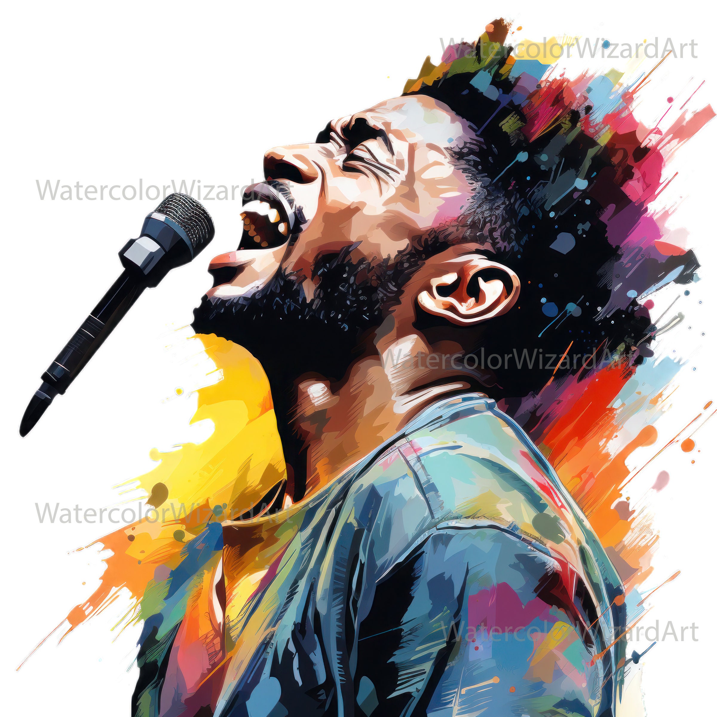 Watercolour Black Male Singer Clipart, African American Man Singer Png ...