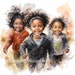 Watercolour Black Kids Clipart, Kids Playing Png, Children, Boy and ...