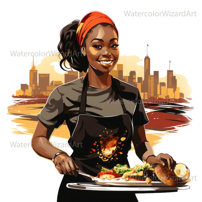 Watercolour Black Woman Chef Clipart, African American Chef Png ...