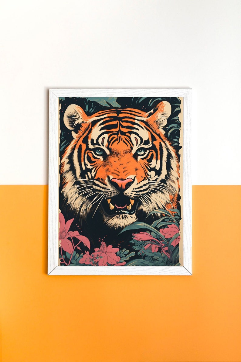 Tiger | Risograph Printing Technique | Jungle | Vintage Flair | 80s - Etsy