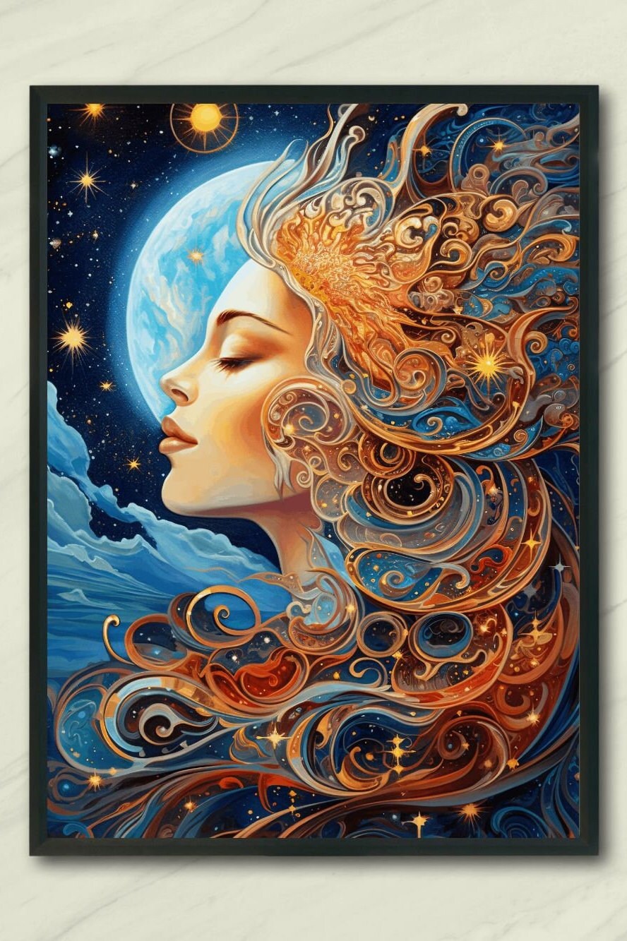 Cosmic Earth Sister Vibrant Colors Intricate Patterns Acrylic Paints ...