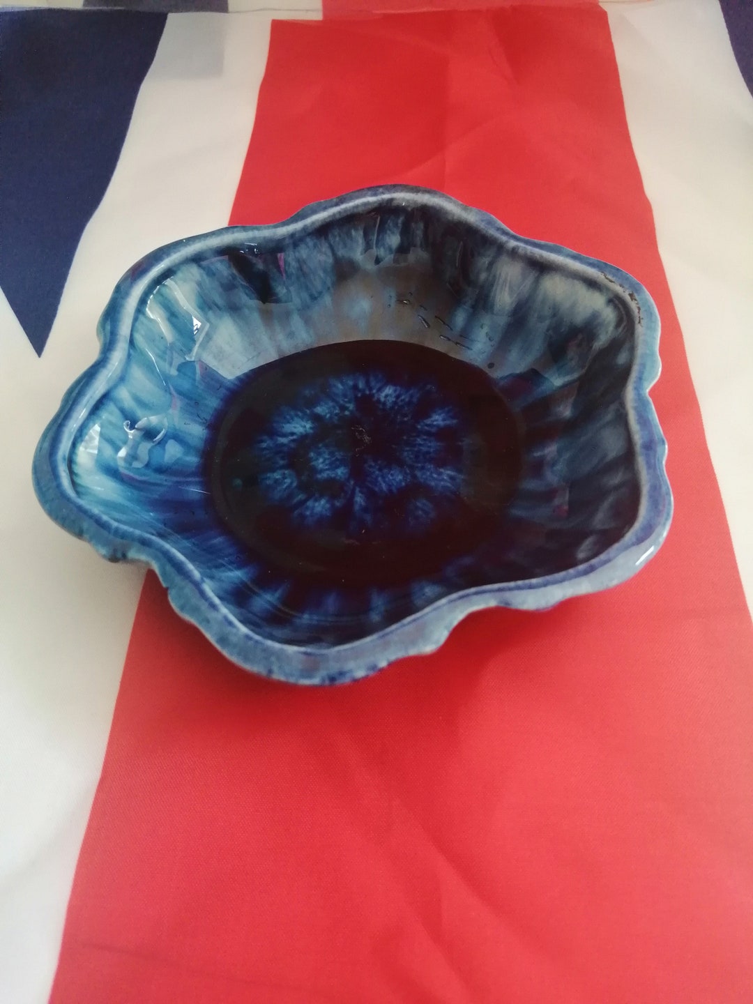 Porthmadog Pottery by Sheenagh. Shades of Blues Petal Shaped Dish - Etsy UK