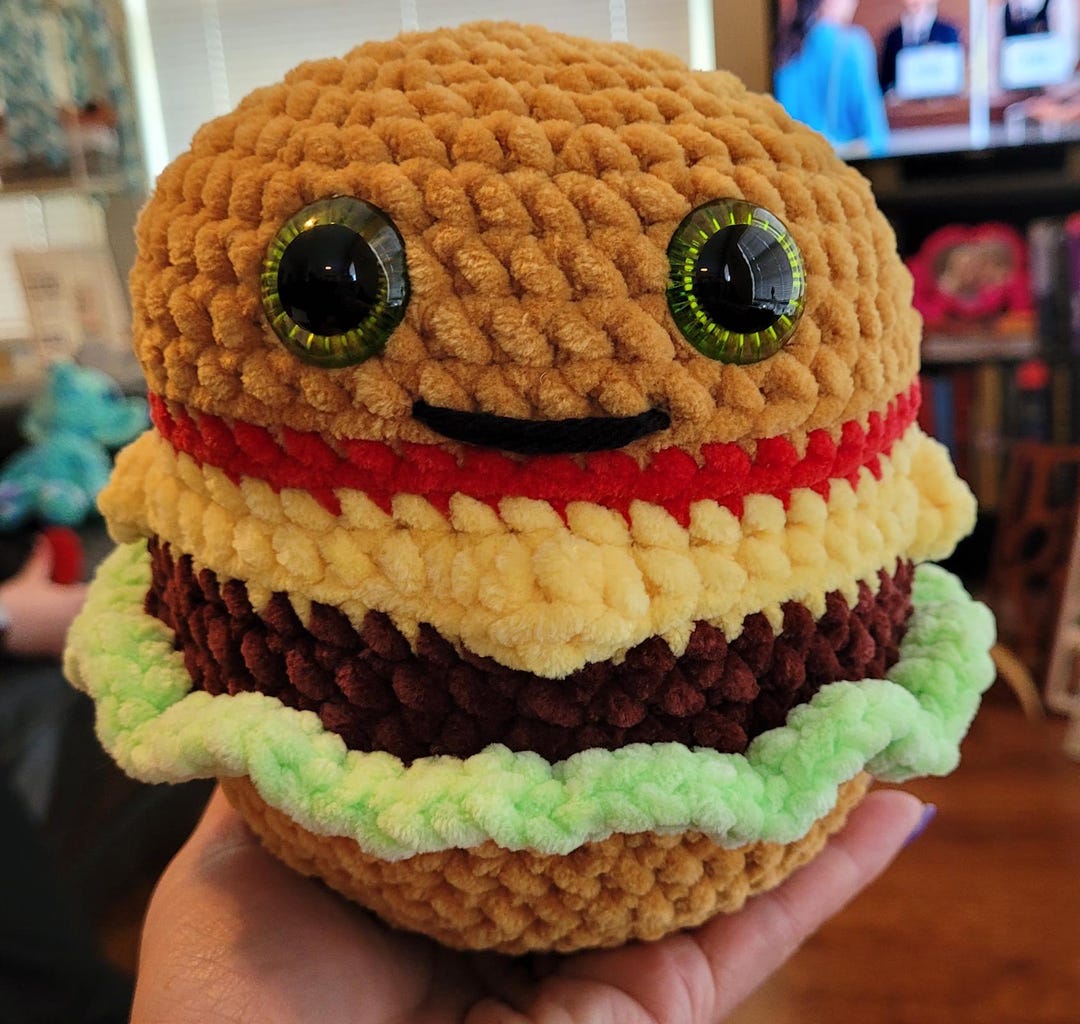 Crochet Cheeseburger Soft Plushie. - Etsy