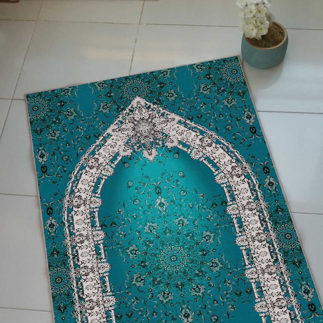 Turquoise Prayer Rug, Turkish Prayer Mat, Muslim Prayer Rug, Islamic ...