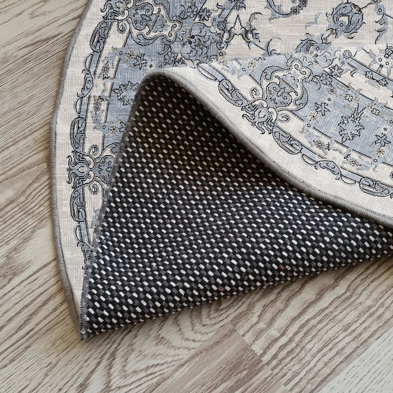 Distressed Round Rug, Antique Circle Rug, Boho Oushak Rug, Muted Floral ...