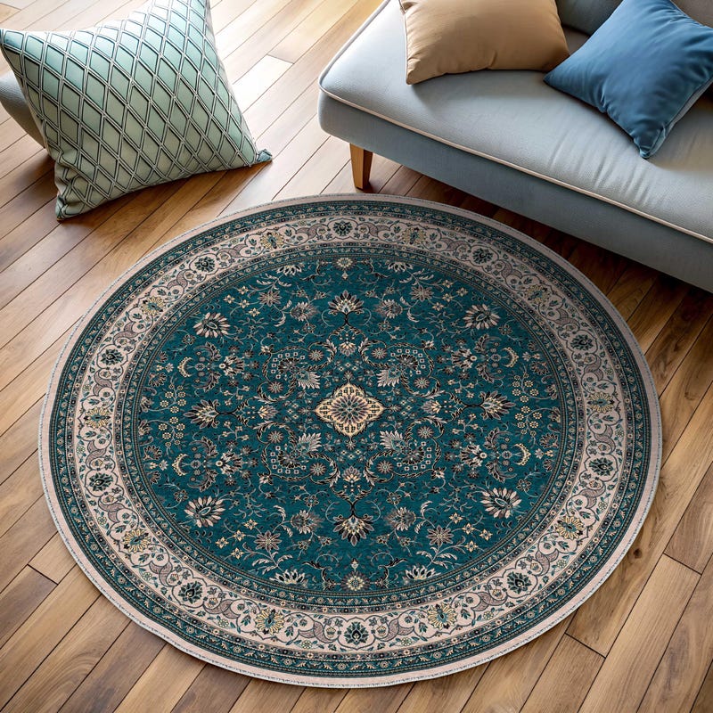 Dark Green Circular Rug - Etsy