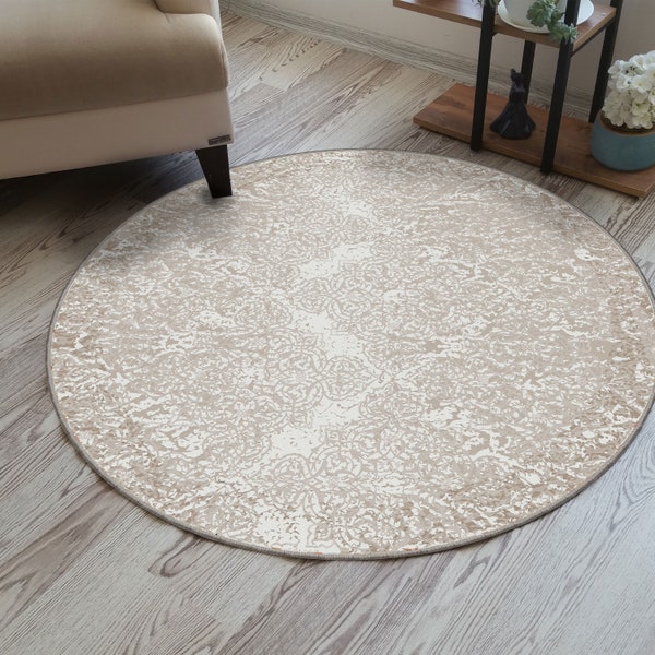 Round Cream Rug - Etsy