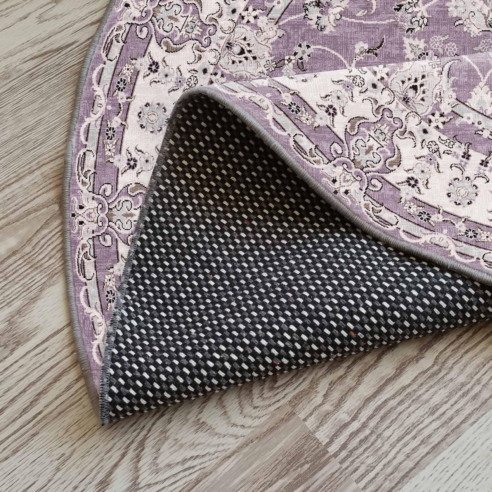 Round Lilac Turkish Rug, Pastel Oushak, Lavender Rustic, Boho Floral ...