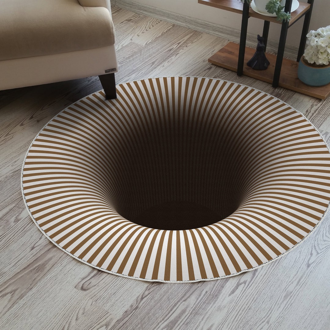 Round Striped Vortex Rug, Psychedelic Optical Illusion Rug, Vortex ...