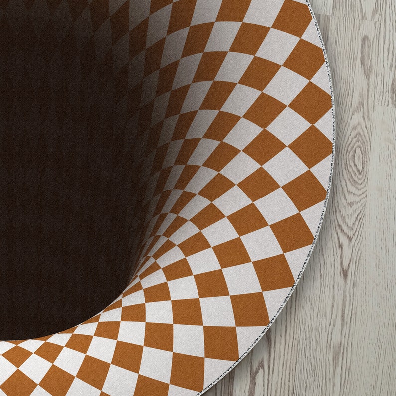 Psychedelic Optical Illusion Rug, Round Vortex Rug, Black and White Rug ...