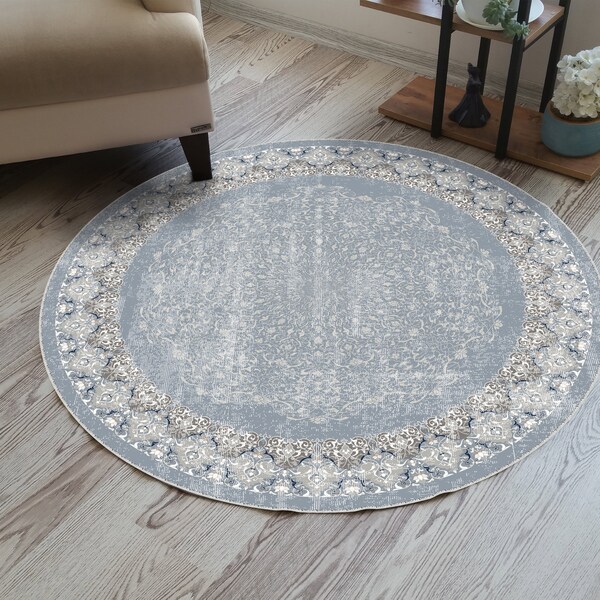 Blue Round Rug - Etsy