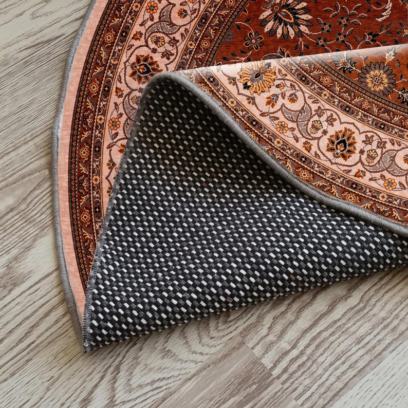 Round Oushak Rug, Oriental Floral Rug, Round Turkish Rug, Circle Floral ...