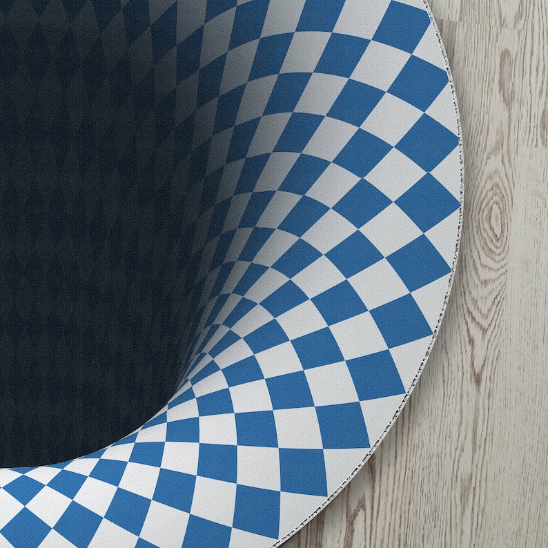 Psychedelic Optical Illusion Rug, Round Vortex Rug, Black and White Rug ...
