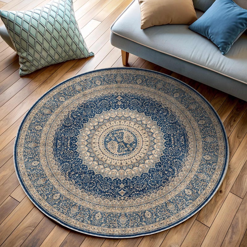 Blue Round Rug - Etsy