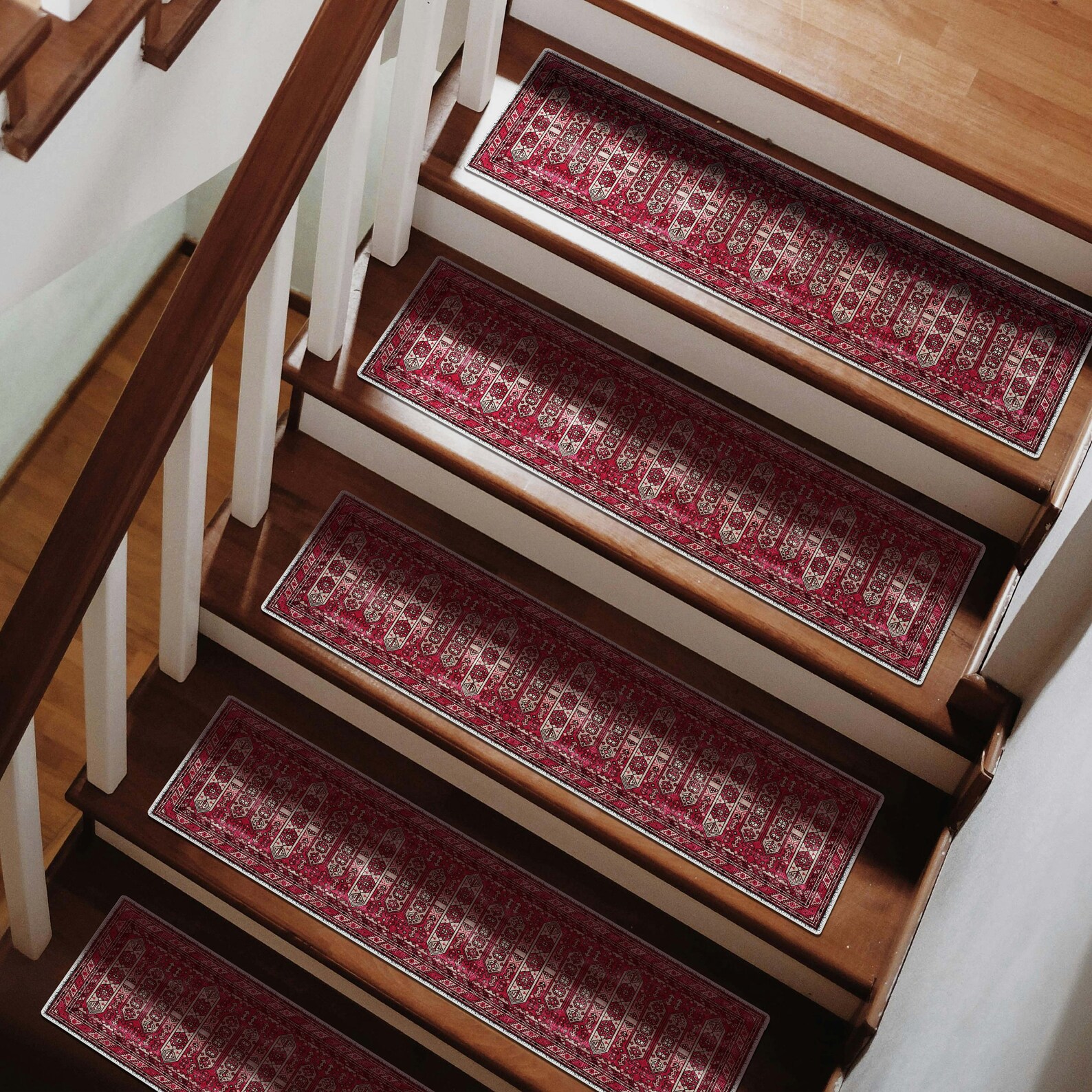 Burgundy Stair Treads Rug, Rustic Stair Runner, Boho Kilim, Tribal ...