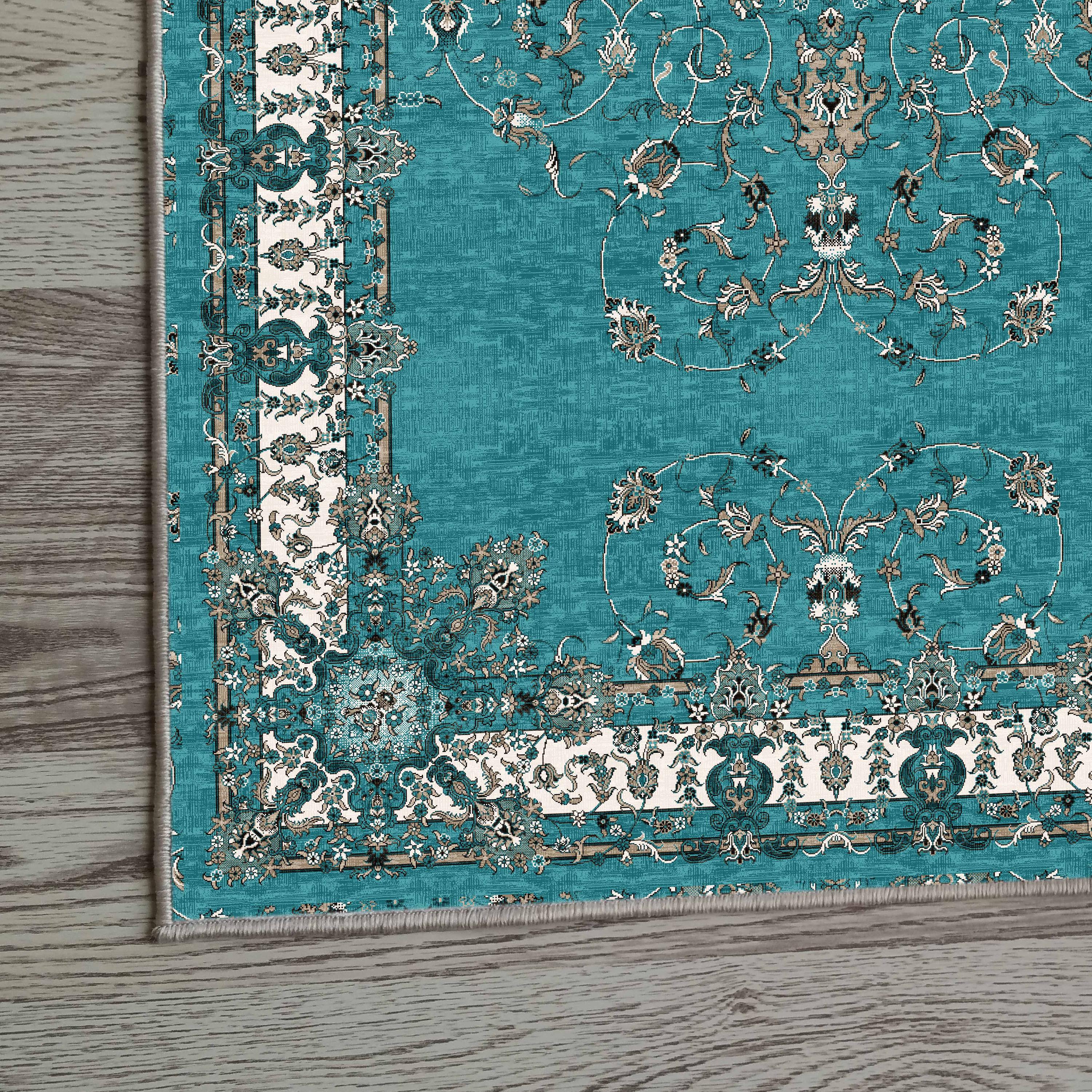 Teal Turkish Runner Rug, Traditional Rug for Kitchen, Antique Oushak ...