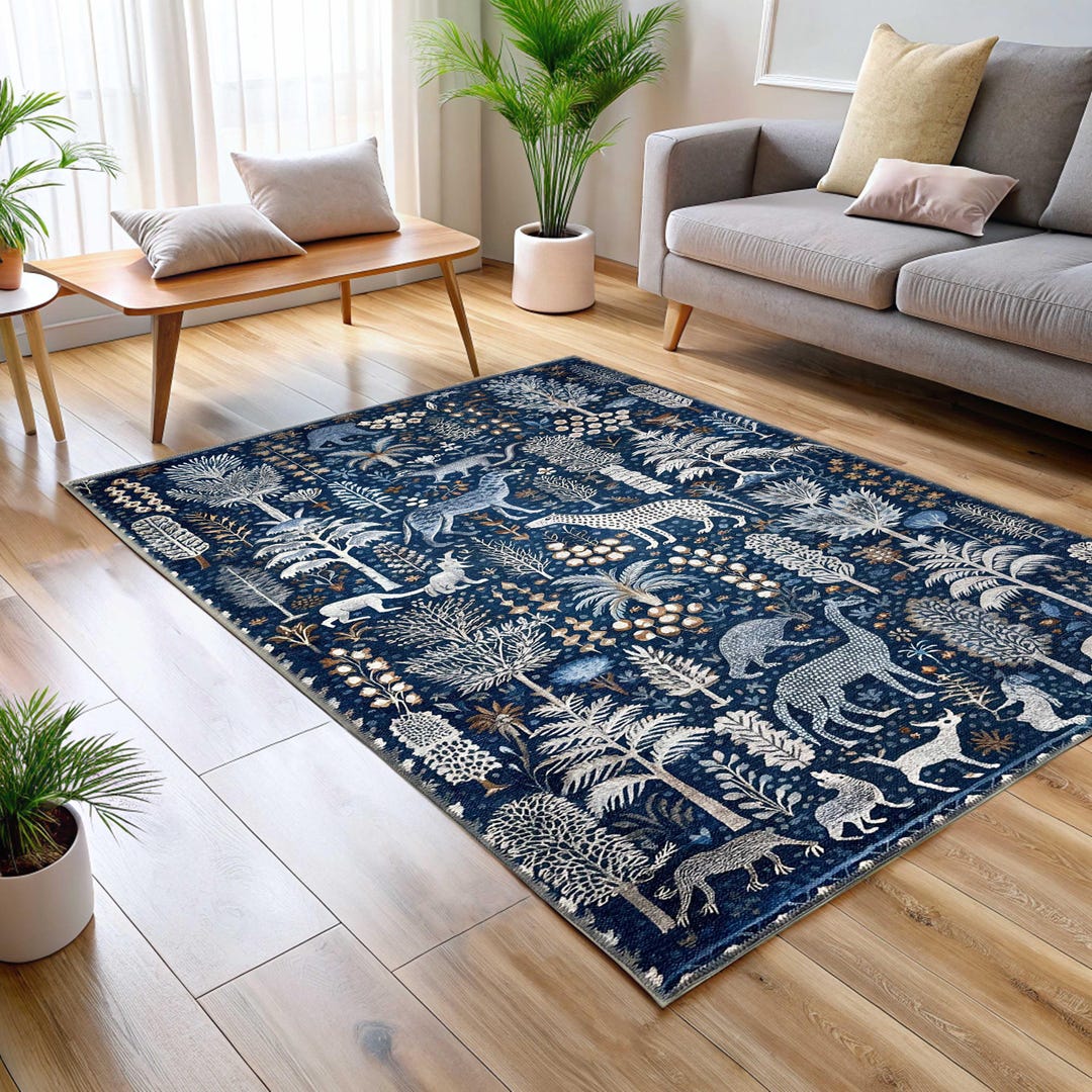 Nature İnspired Rug, Dark Cottagecore Rug, Tree of Life, Forest Plant ...