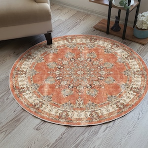 Navy Blue Round Rug, Circle Medallion Rug, Boho Rug, Modern Vintage ...