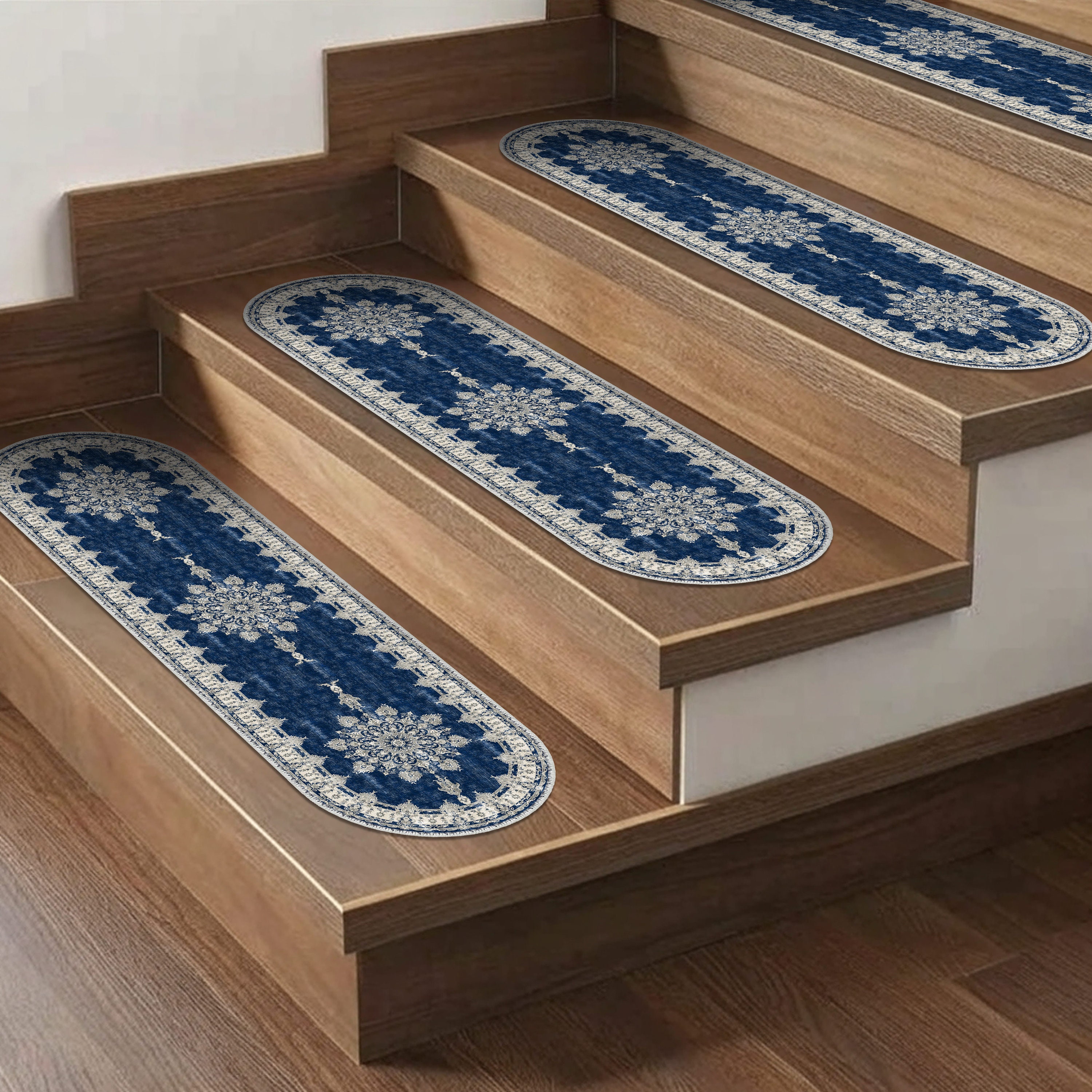 Oval Stair Treads Rug, Navy Blue Stair Runner Rug, Stair Treads Carpet ...