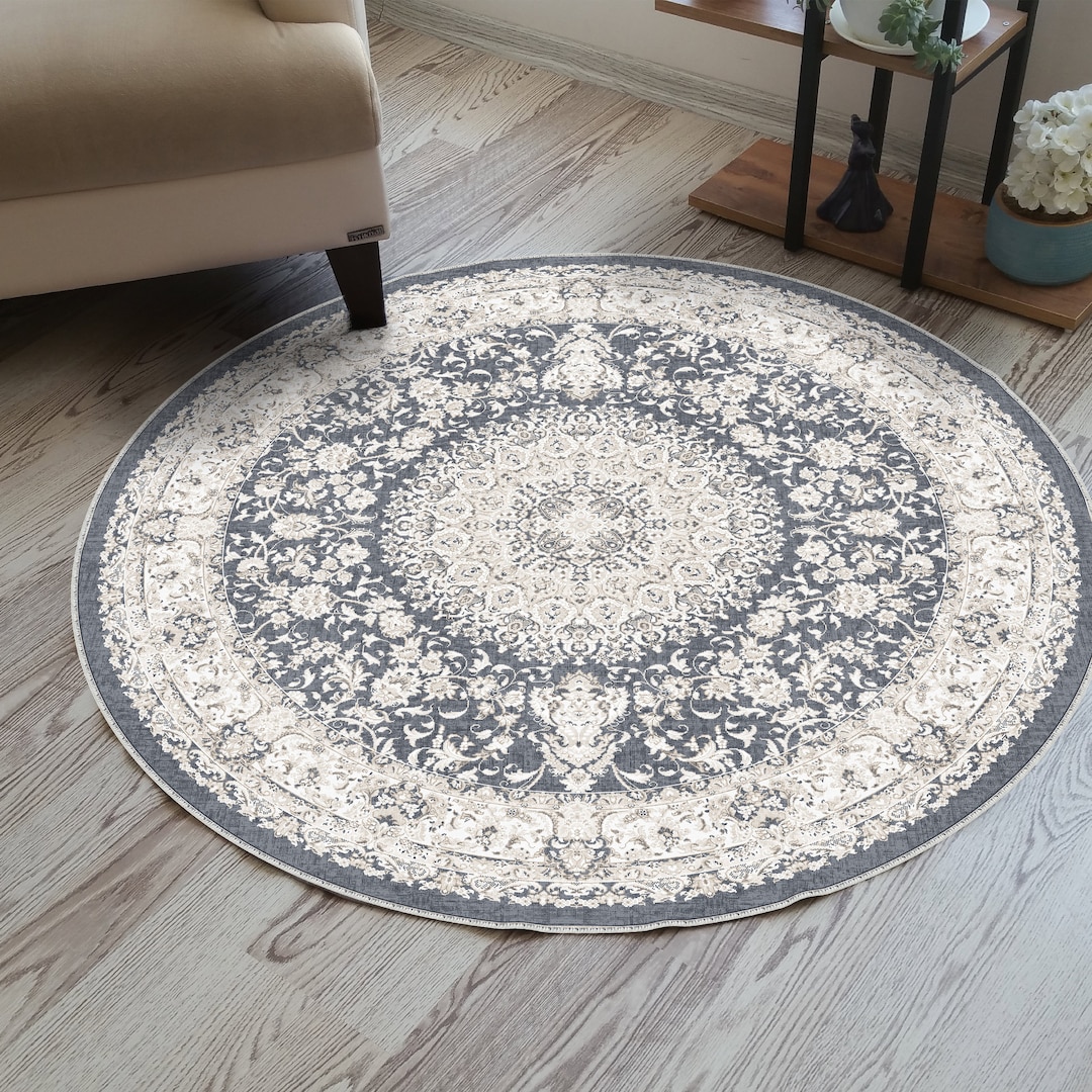 Round Antique Rug, Round Turkish Rug, Round Floral Carpet, Circle ...