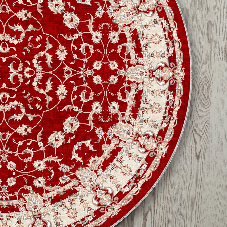 Distressed Round Rug, Antique Circle Rug, Boho Oushak Rug, Muted Floral ...