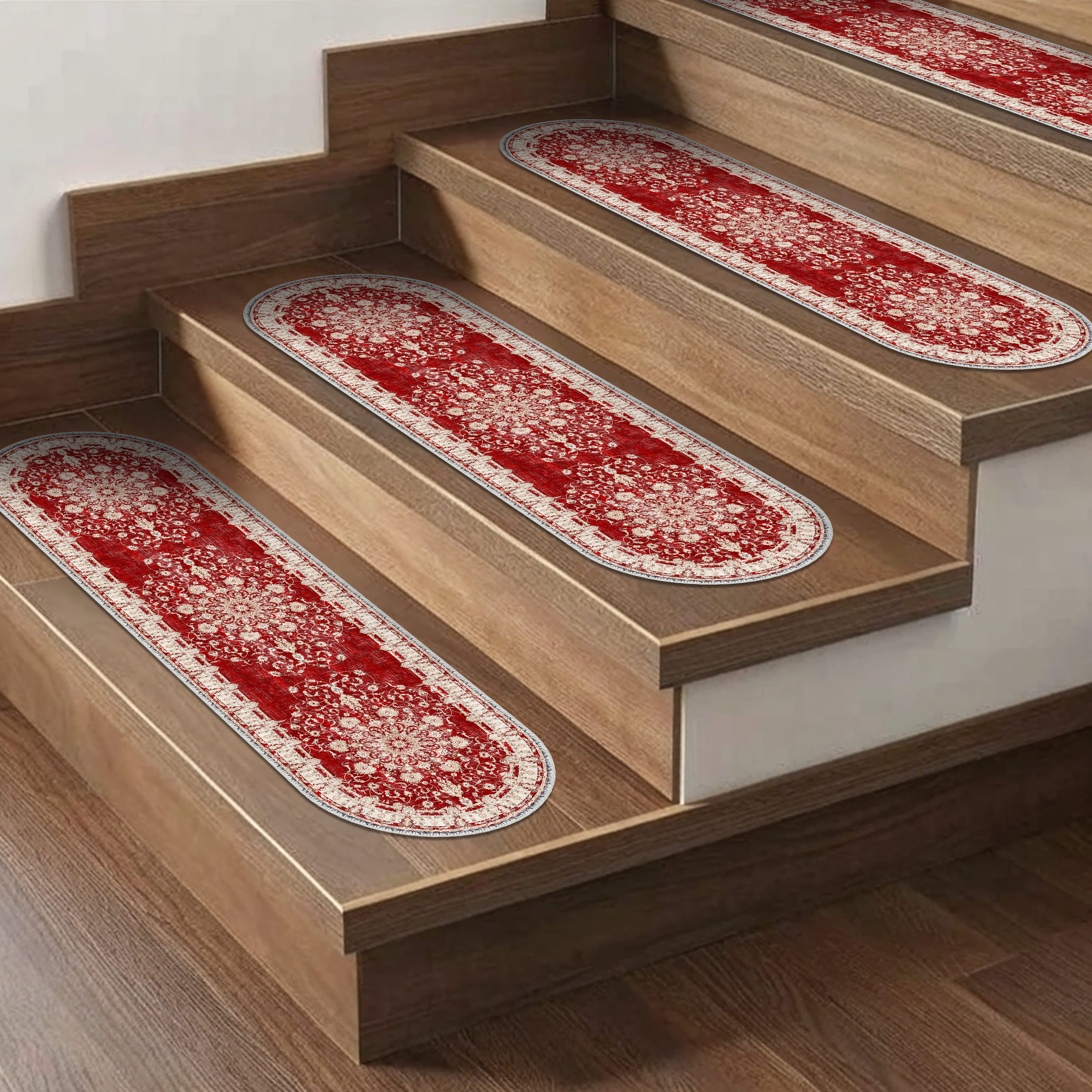 Oval Stair Treads Rug, Red Stair Runner Rug, Stair Treads Carpet, Non ...