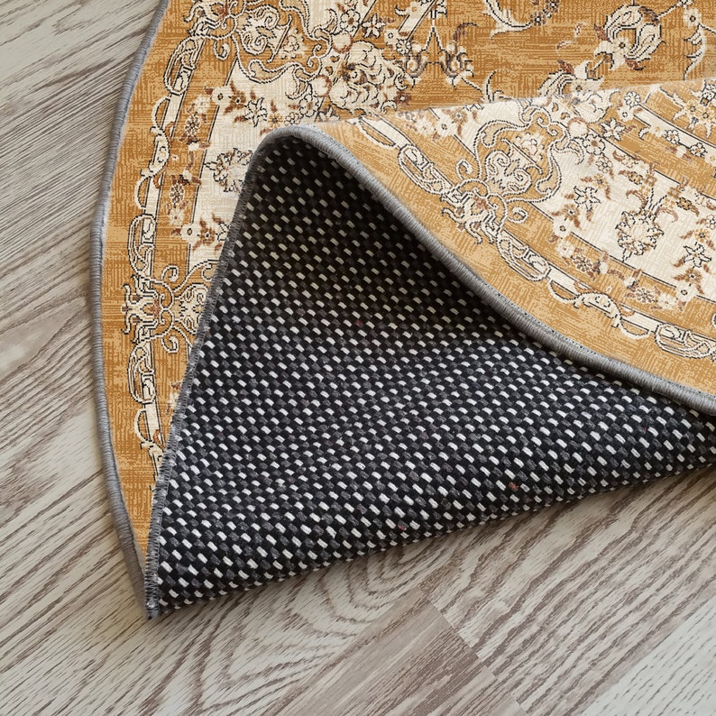 Distressed Round Rug, Antique Circle Rug, Boho Oushak Rug, Muted Floral ...