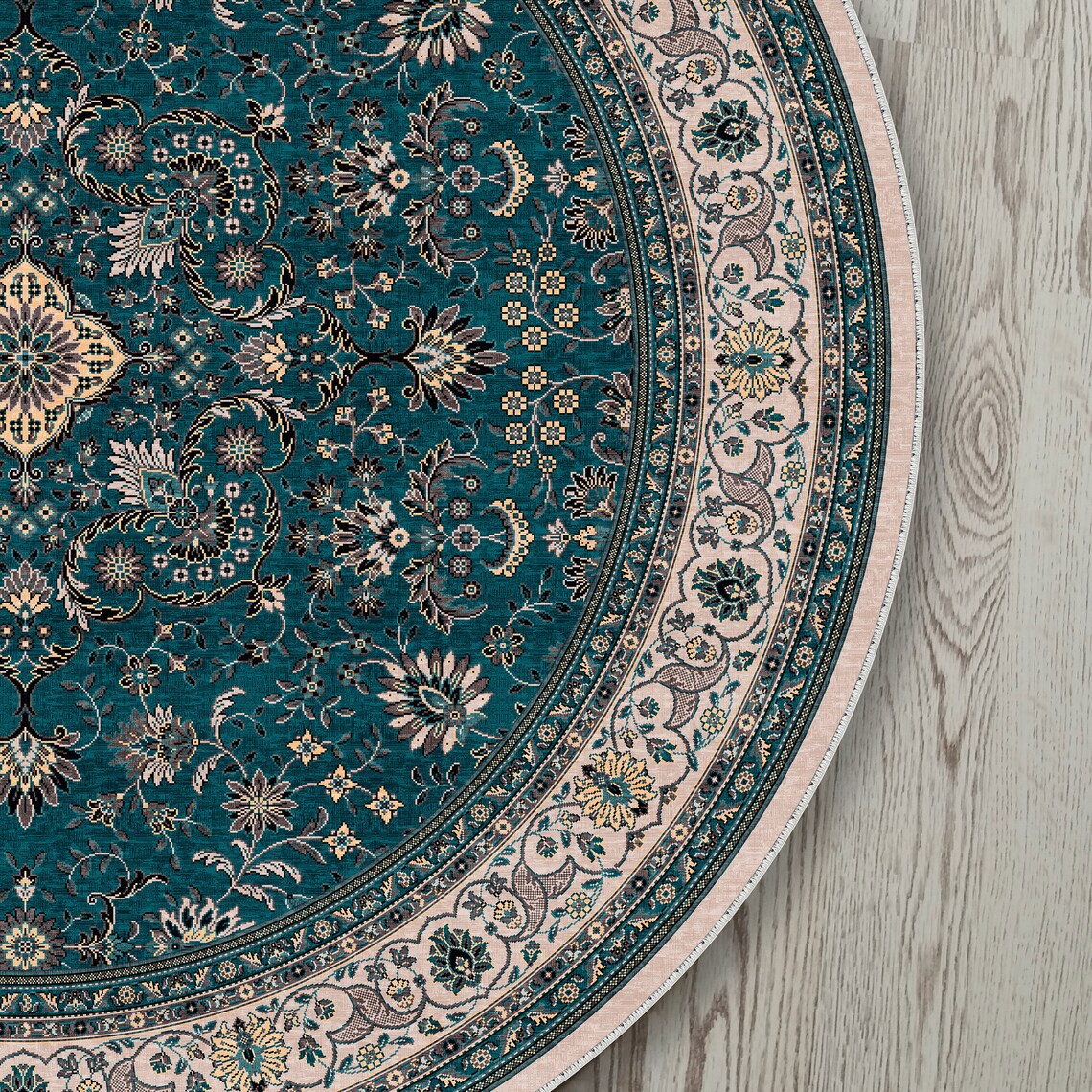 Round Oushak Rug, Oriental Floral Rug, Round Turkish Rug, Circle Floral ...