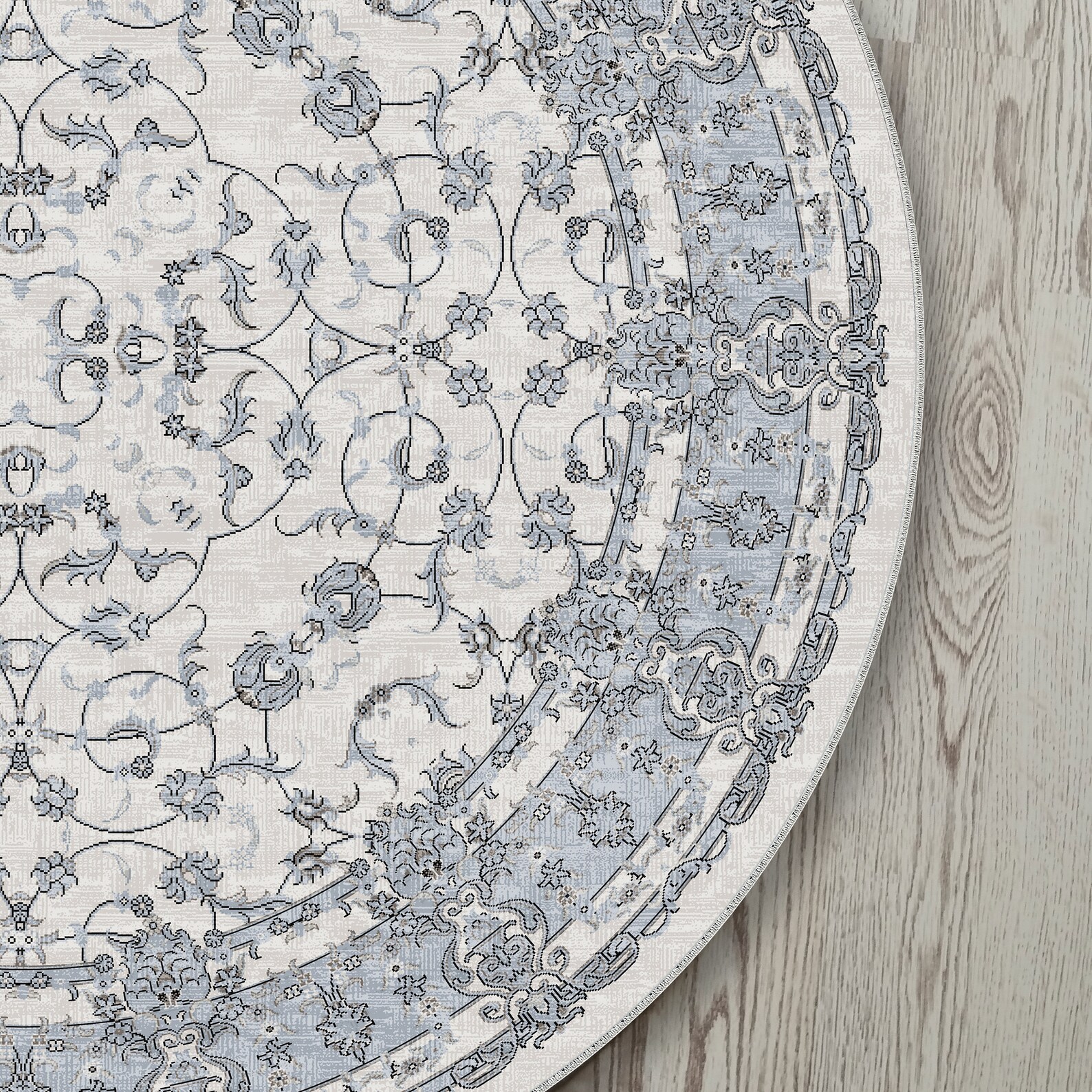 Distressed Round Rug, Antique Circle Rug, Boho Oushak Rug, Muted Floral ...