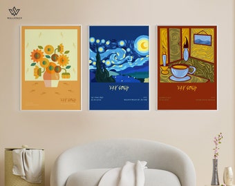 Van Gogh Print, Gallery Wall Art Set of 3 Prints, Picasso Print ...