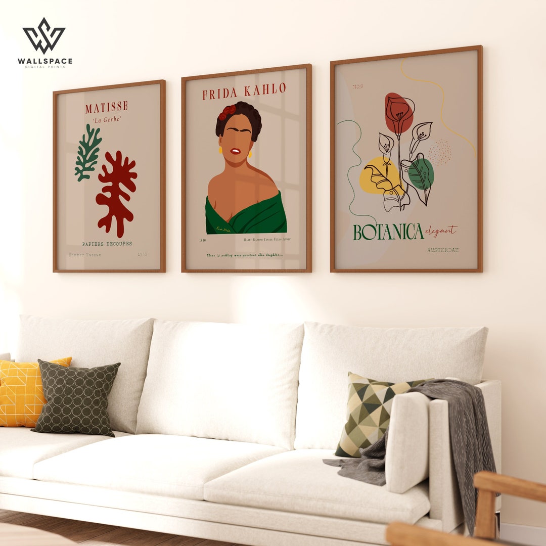 Frida Kahlo Portrait Print, Matisse Poster Set, Gallery Wall Art Set of ...