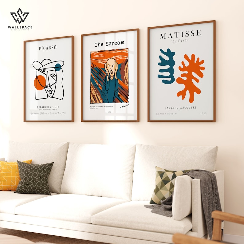 The Scream, Picasso Print, Matisse Poster Set, Gallery Wall Art Set of ...