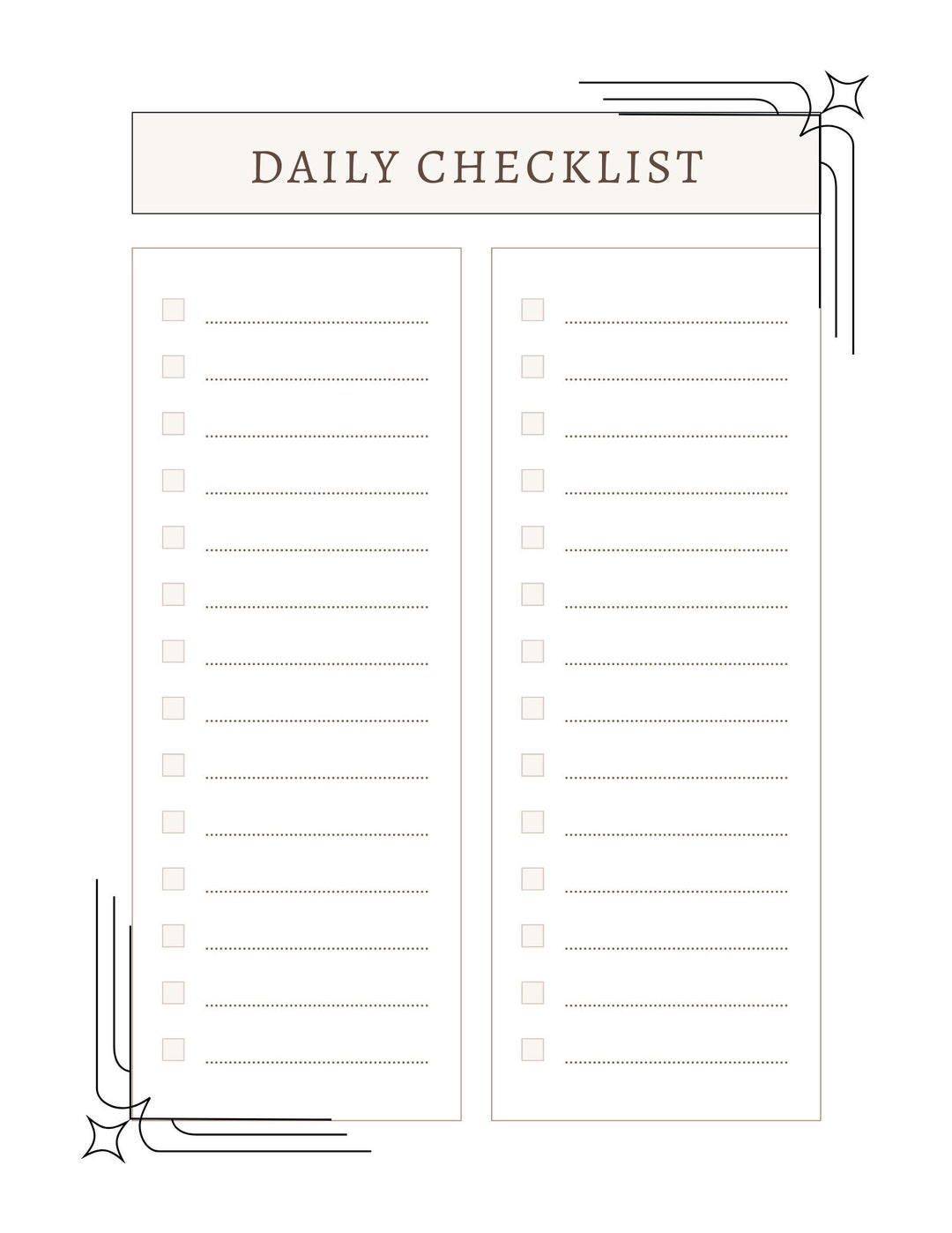 Digital Daily Checklist, Printable & Fillable, Daily to Do List ...