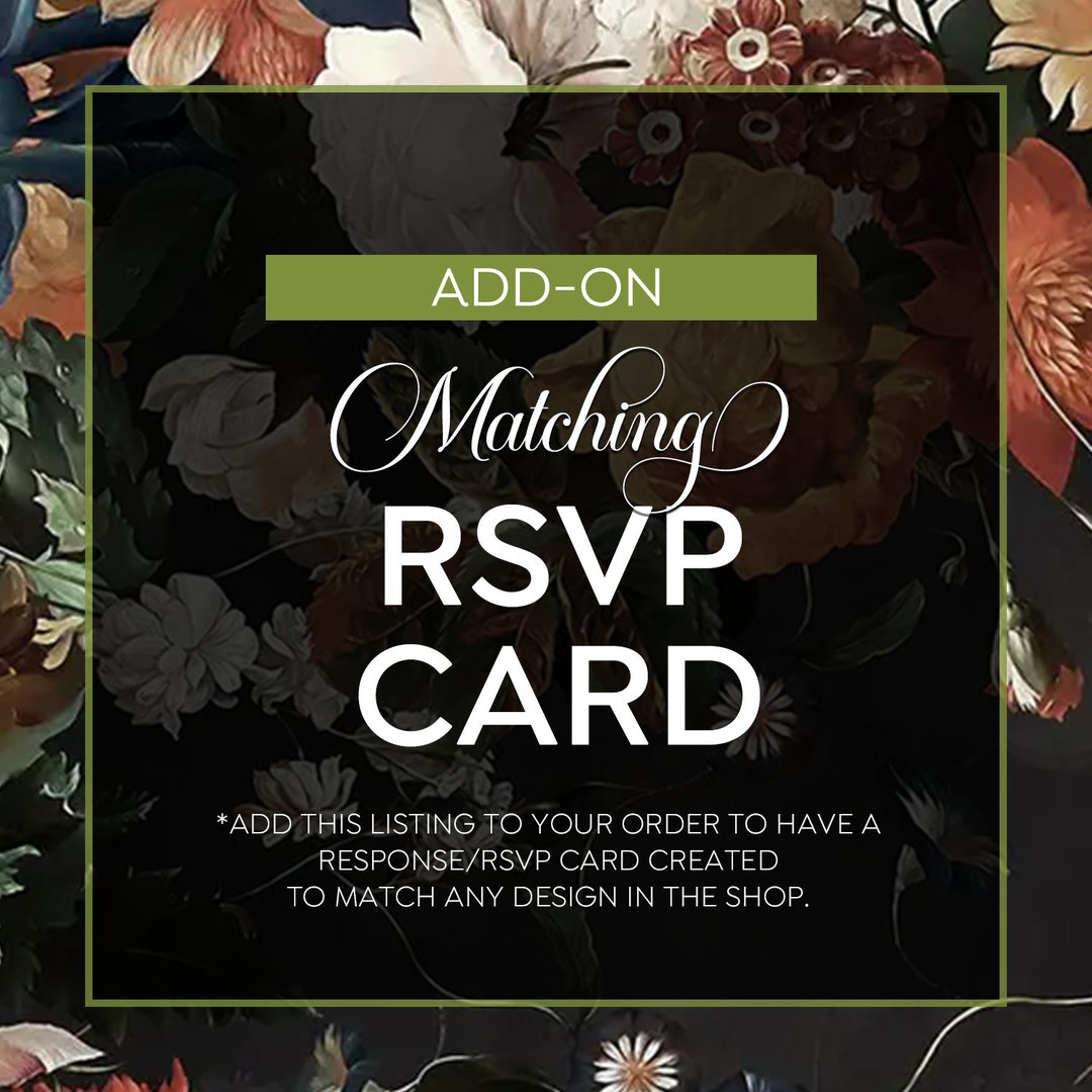 ADD-ON: Matching Rsvp/response Card Template for Any Design in the Shop ...