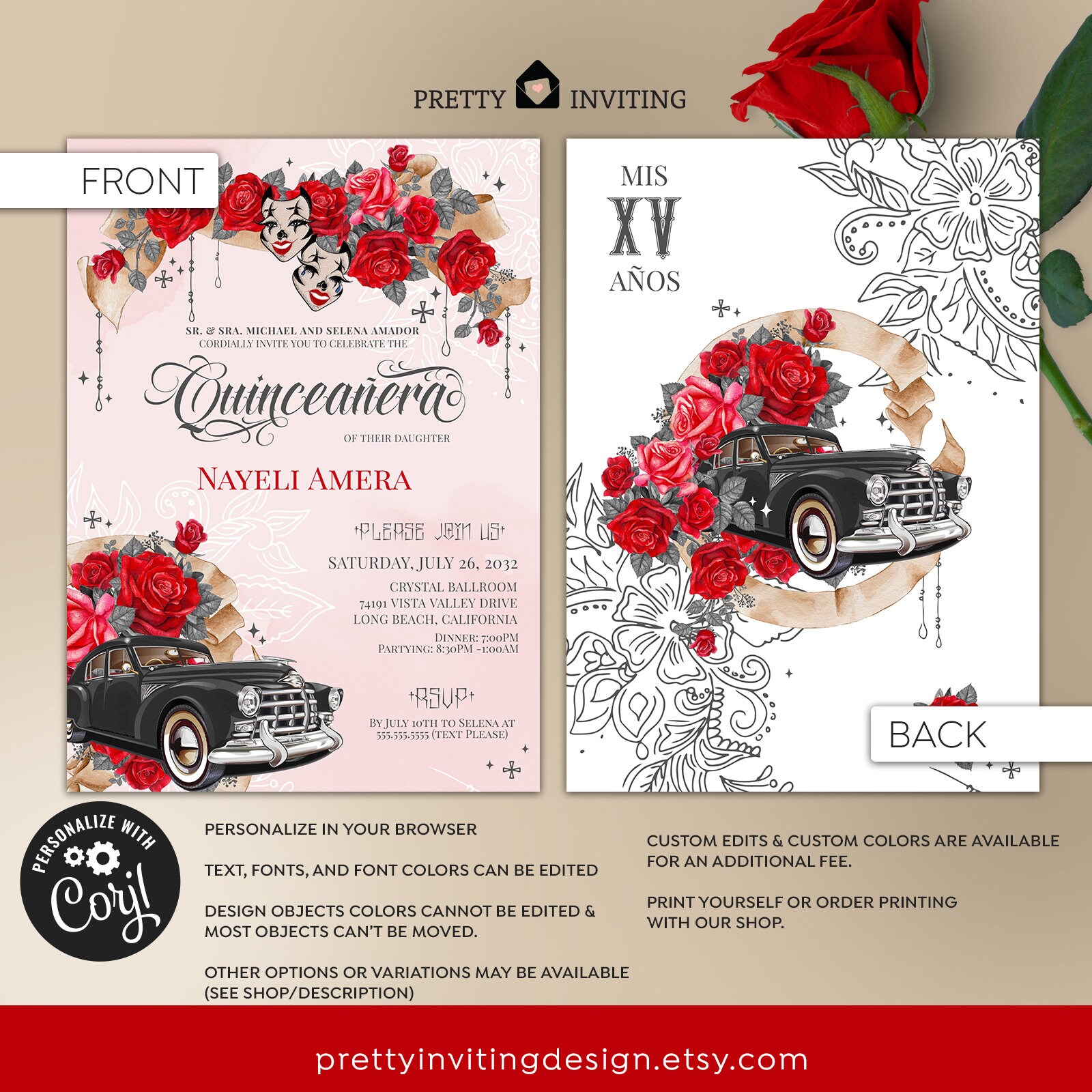 Oldies Lowrider, Pachuco Quinceanera, Redrose, Chicana, Classic Car ...