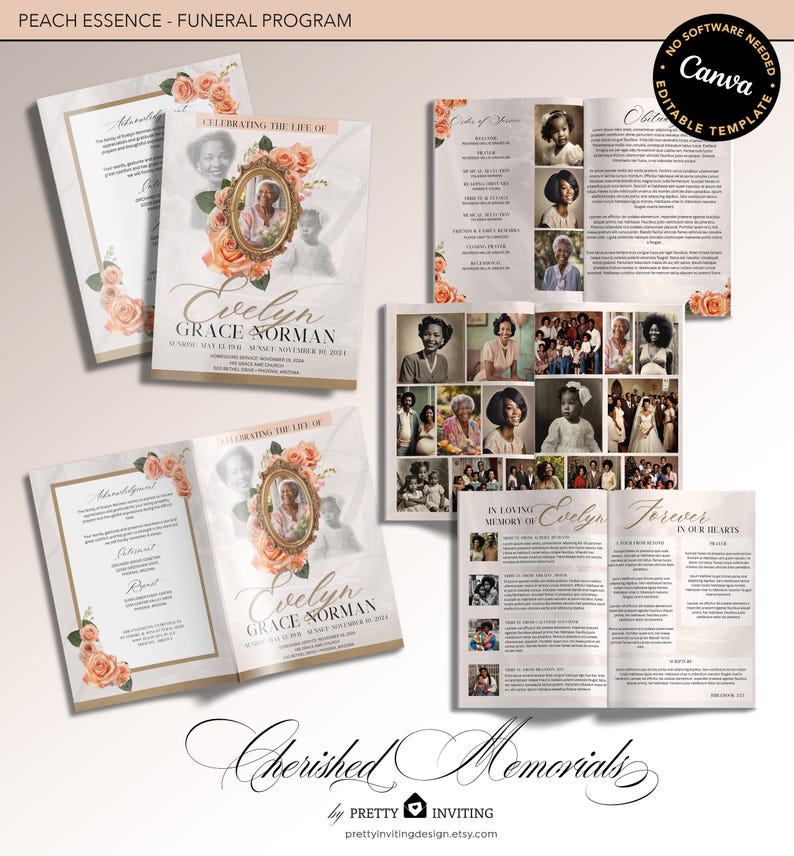 Booklet Funeral Memorial Program, 8.5" X 11", Celebration of Life ...