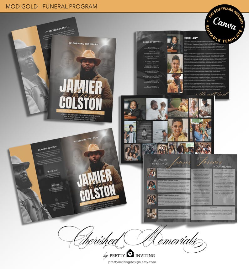Booklet Funeral Memorial Program, 8.5" X 11" Celebration of Life ...
