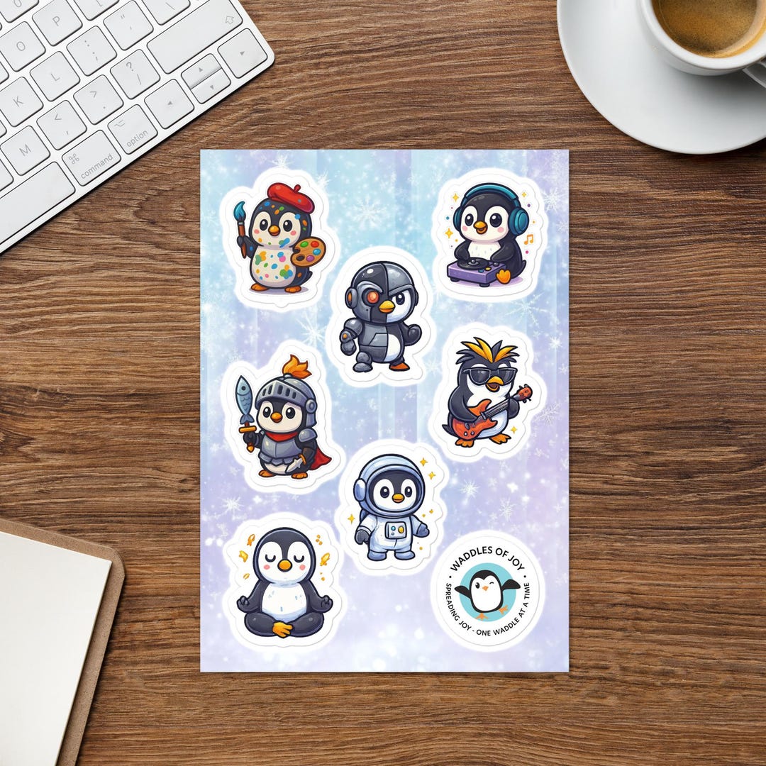 Penguin Character Sticker Sheet • Cute Vinyl Stickers • Artist, DJ ...