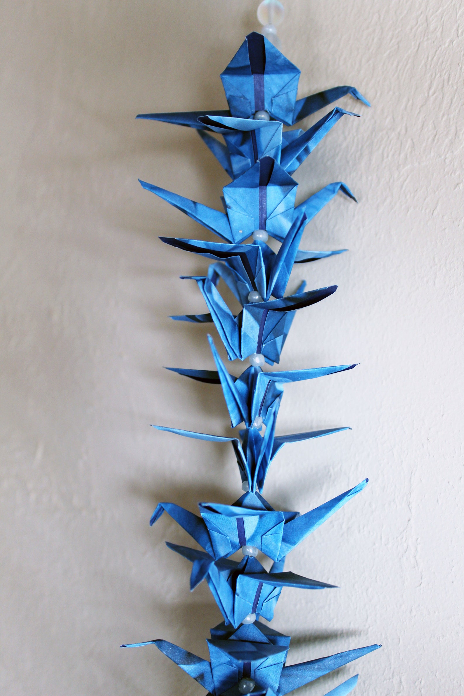 Blue Flower Hanging Paper Crane Strand - Etsy
