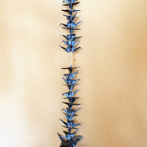 Blue Flower Hanging Paper Crane Strand - Etsy