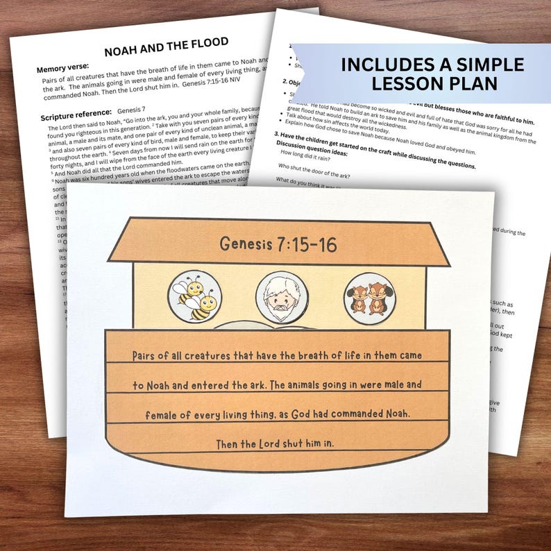 Noah and the Flood Bible Lesson and Craft, Noah's Ark Sunday School VBS ...