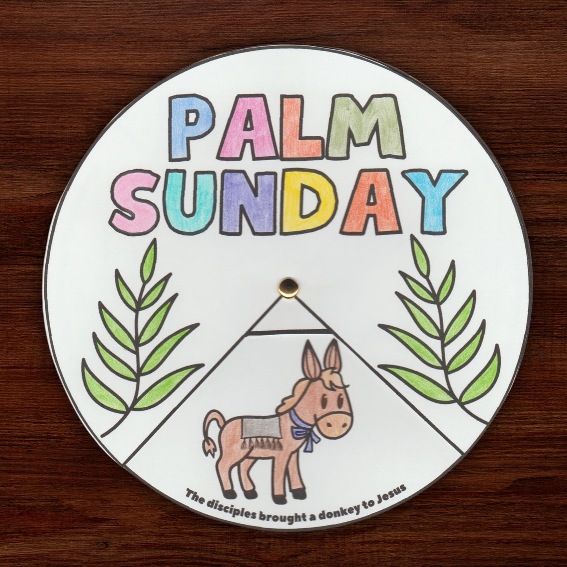 Palm Sunday Preschool Coloring Wheel Printable, Sunday School Easter ...