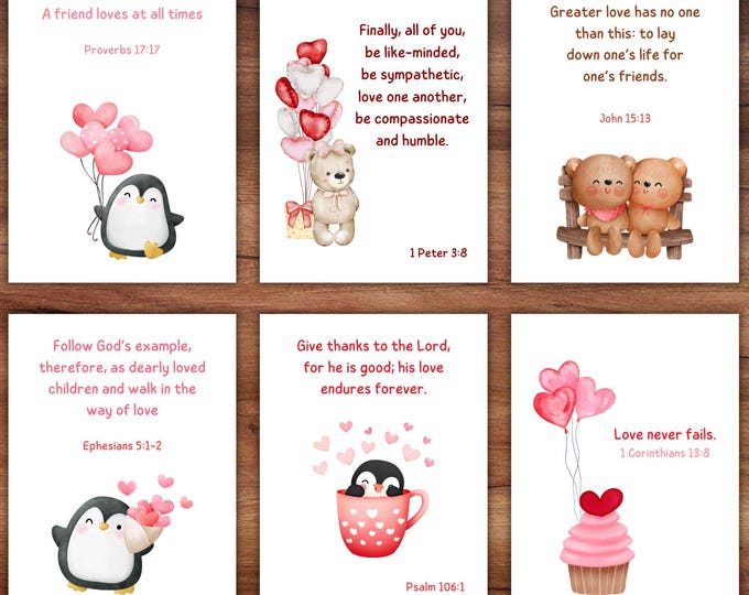 Christian Valentines Love Scripture Cards | Kids Valentine's Day Cards ...