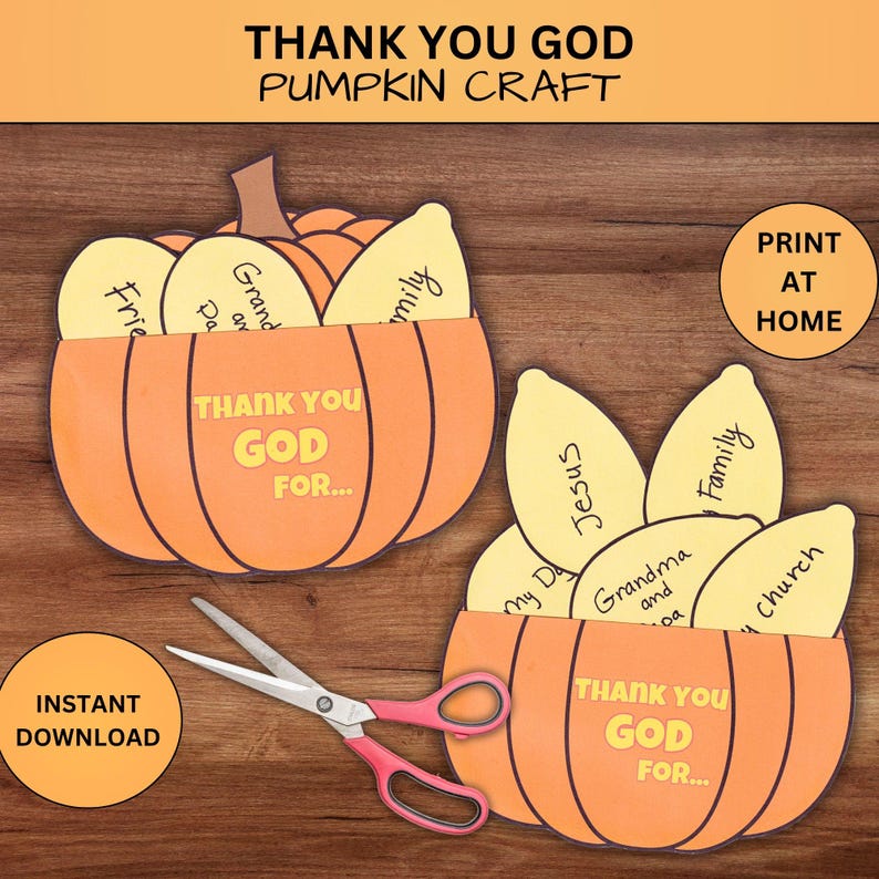 Thanksgiving Pumpkin Craft, Sunday School Give Thanks Activity ...