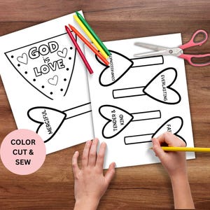 Valentine’s Day Sunday School Bible Coloring Craft God is Love Sewing ...