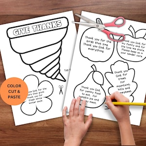 Thanksgiving Give Thanks Prayer Cornucopia Coloring Pocket Craft for ...