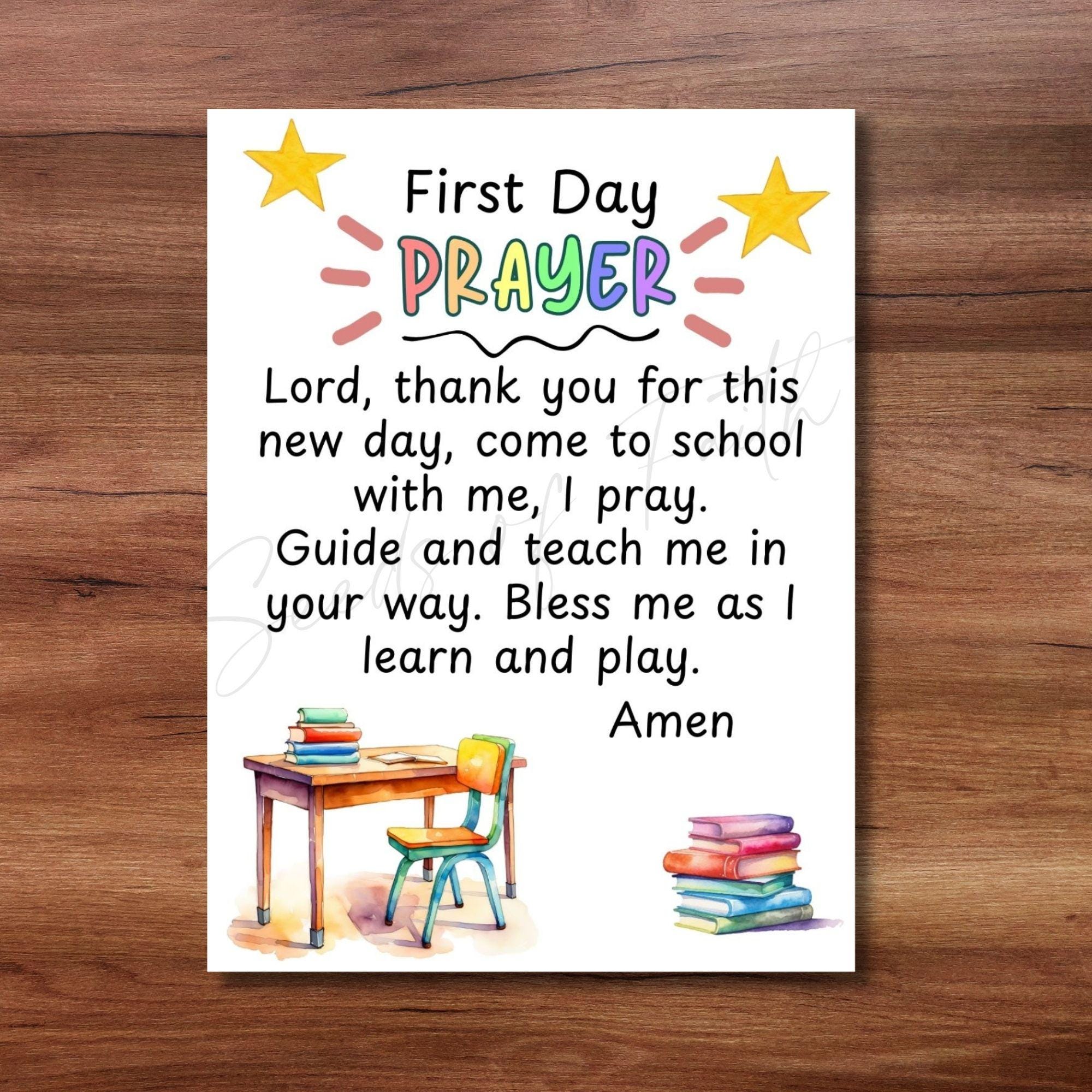Back to School Prayer Card Tag, Backpack Blessings Printable Gift Tag ...