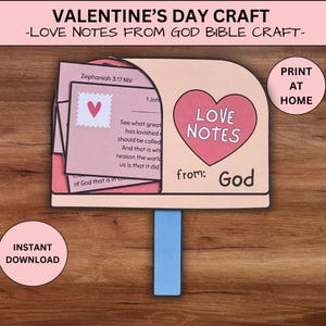 Valentine’s Day Bible Craft Printable, Love Notes From God Religious ...