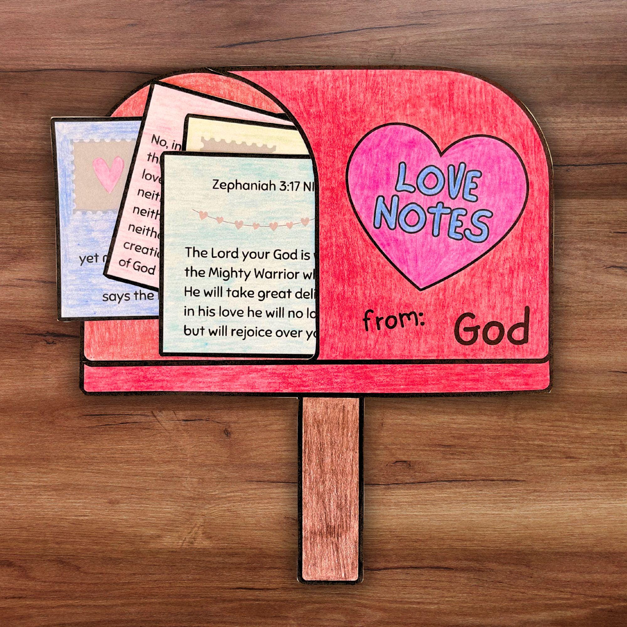 Valentine’s Day Bible Craft Printable, Love Notes From God Religious ...