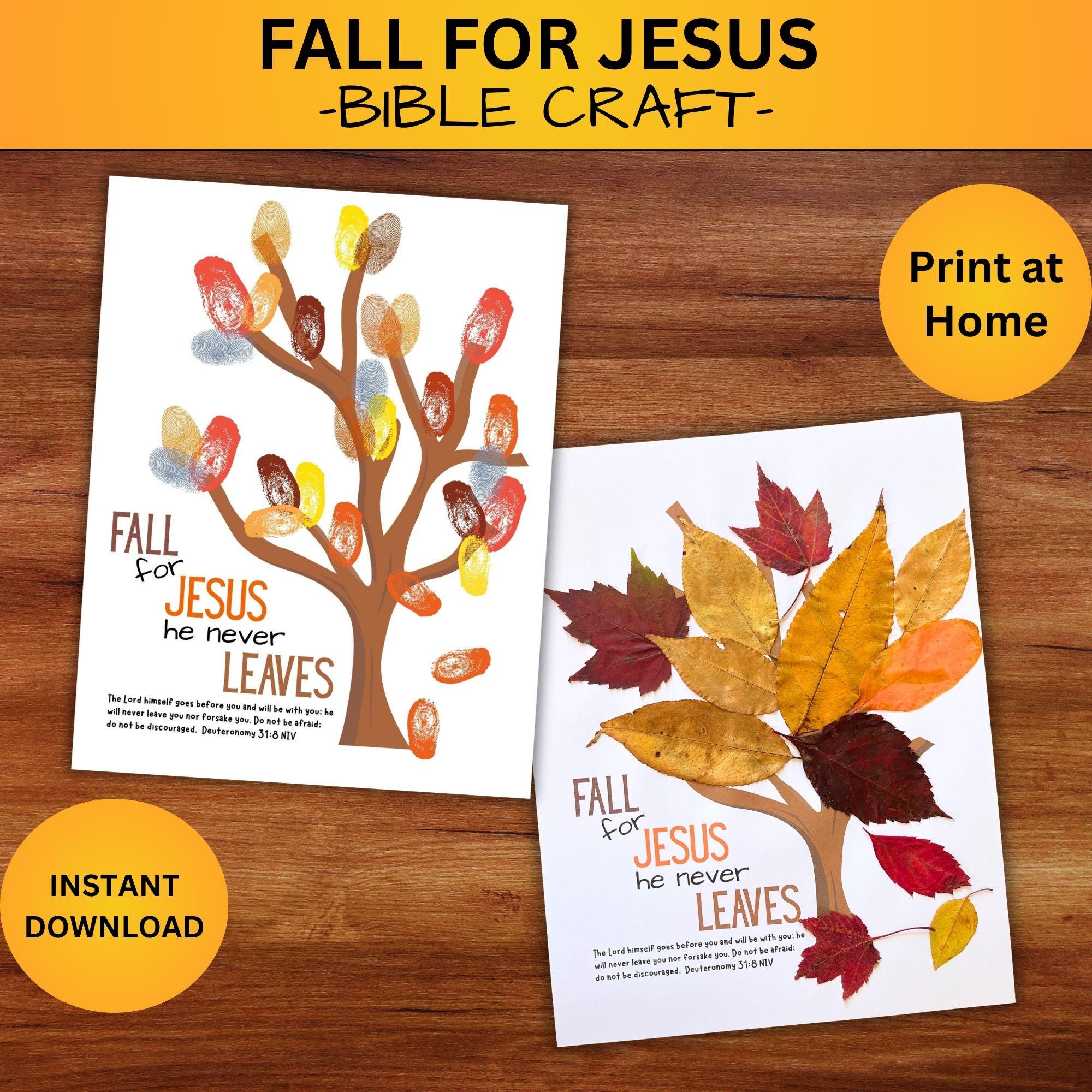 Fall for Jesus He Never Leaves Sunday School Bible Craft Activity ...